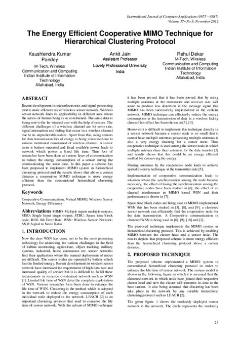 Pdf The Energy Efficient Cooperative Mimo Technique For Hierarchical