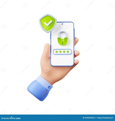 3d Mobile Phone With Security Code Padlock Stock Illustration