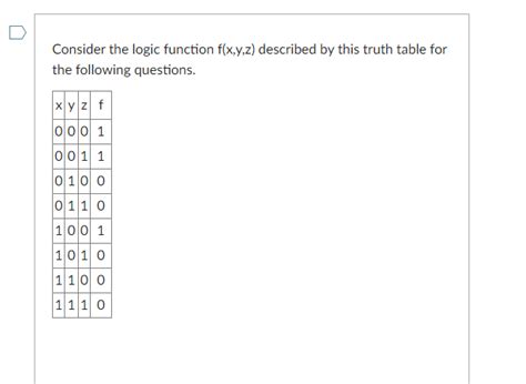 solved consider the logic function f x y z ﻿described by