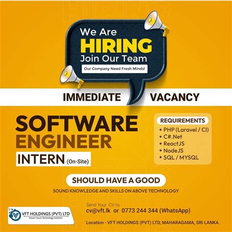 Internship Software Engineer Jobseeker Lk