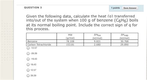 Solved QUESTION Points Save Answer Given The Following Chegg