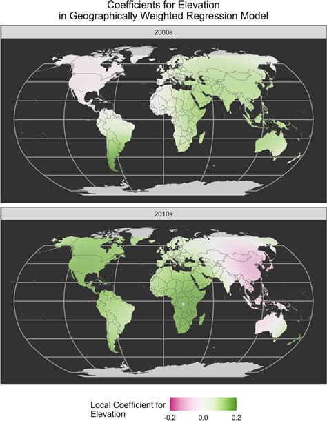 Coefficients For Elevation In Geographically Weighted Regression Model