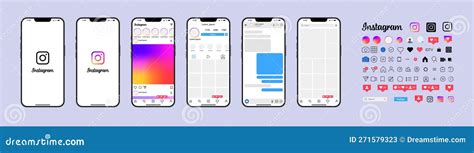 Instagram Reels Mockup Empty Screen Ui Blank Template Cartoon Vector CartoonDealer
