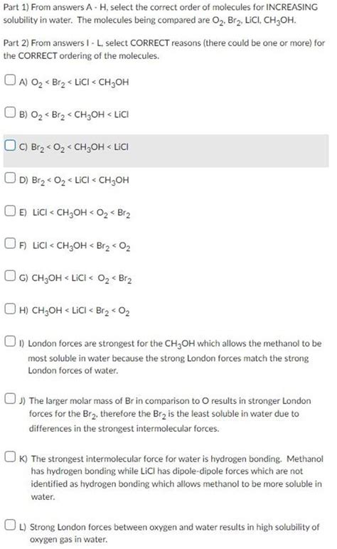 Solved Part 1 From Answers A H Select The Correct Order Of