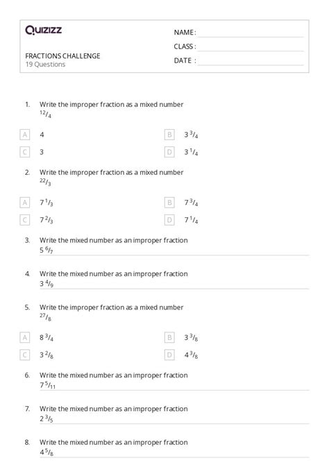 50 Fractions Worksheets For 7th Class On Quizizz Free And Printable Worksheets Library