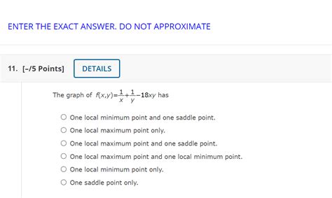 Solved ENTER THE EXACT ANSWER DO NOT APPROXIMATE 11 5 Chegg Com