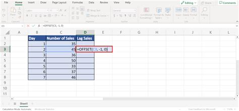 How To Create A Lag Function In Excel Sheetaki