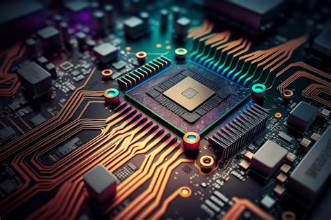 Premium Photo A Close Up Of A Computer Motherboard With Colorful