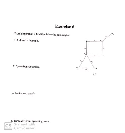 Solved Exercise 6 From The Graph G Find The Following Sub