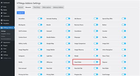 Panel Slider Widget HT Mega Addons For Elementor
