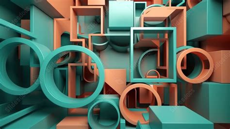 3d Rendered Featuring Geometric Shapes In An Abstract Design Powerpoint