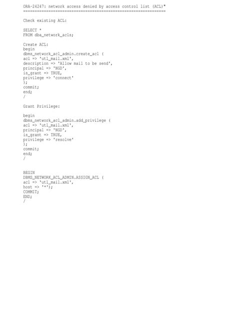 Ora 24247 Network Access Denied By Access Control List Pdf