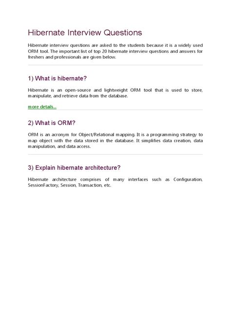Hibernate Interview Questions Pdf Databases Sql