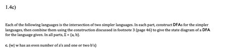 Solved Each Of The Following Languages Is The Intersection