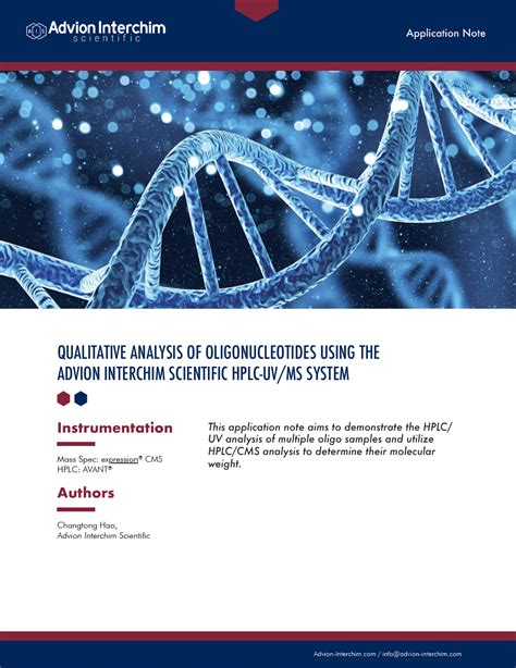 Qualitative Analysis Of Oligonucleotides Using The Advion Interchim Scientific HPLC UV MS