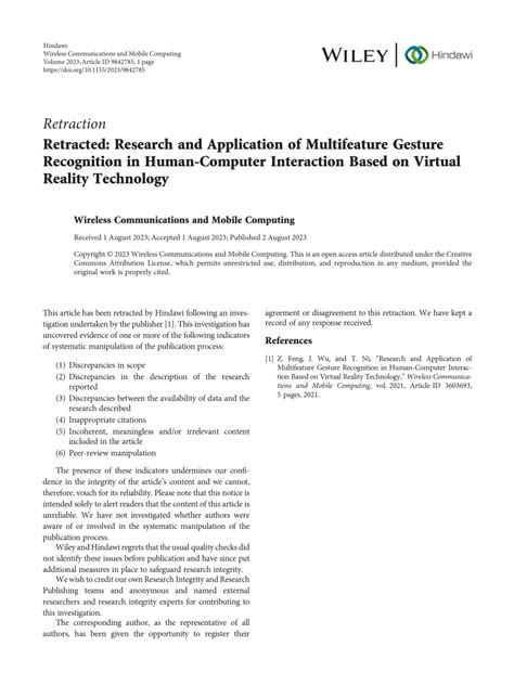 Pdf Retracted Research And Application Of Multifeature Gesture Recognition In Human Computer