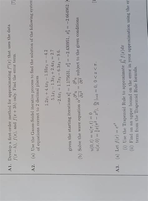 Solved A Develop A First Order Method For Approximating Chegg