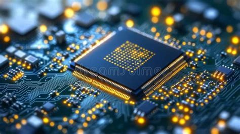 The Image Is A Closeup Of A Circuit Board That Is Green In Color With