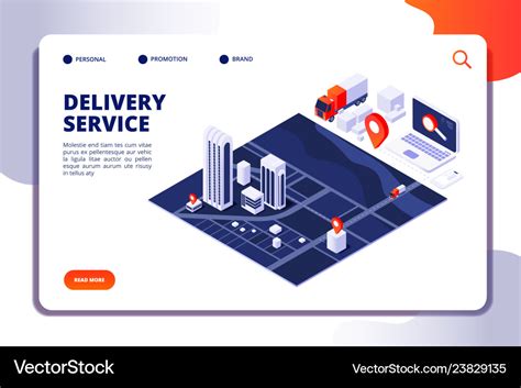Isometric Delivery Concept Logistic Truck Vector Image