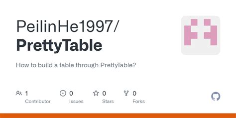 Github Peilinhe1997prettytable How To Build A Table Through Prettytable