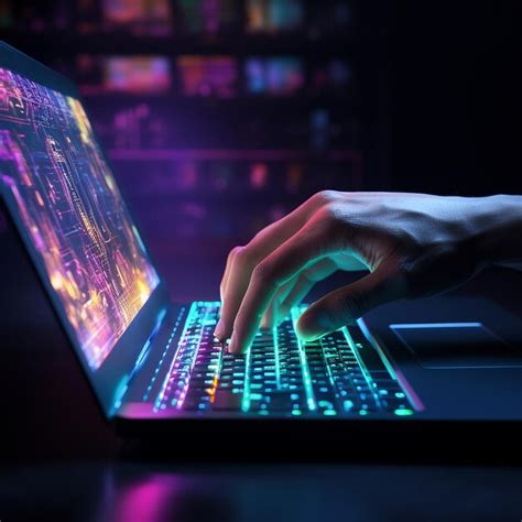 Premium Photo A Pair Of Hands Typing On A Rgb Backlit Laptop Keyboard