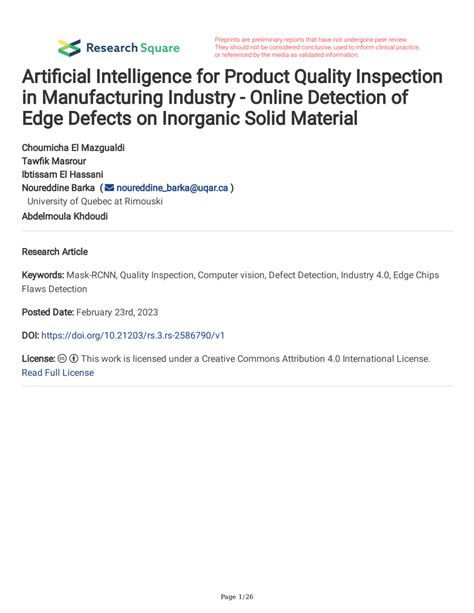 pdf artificial intelligence for product quality inspection in