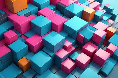 Abstract Futuristic Cubes Shape Background 3d Render Illustration Premium Ai Generated Image