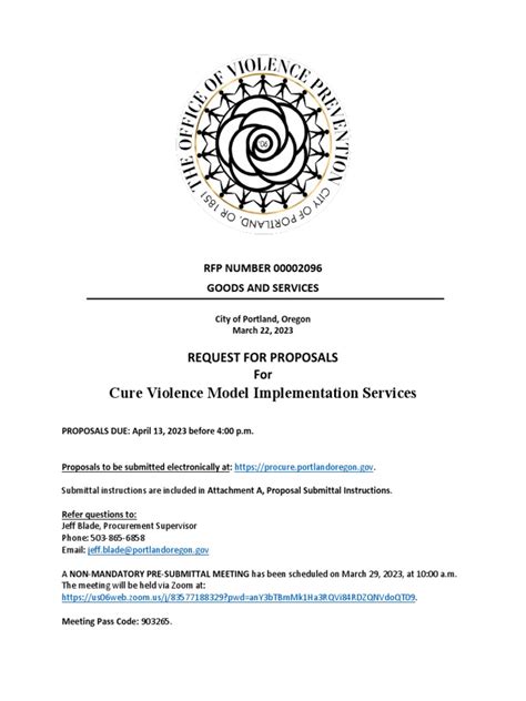 request for proposals for cure violence model implementation services pdf