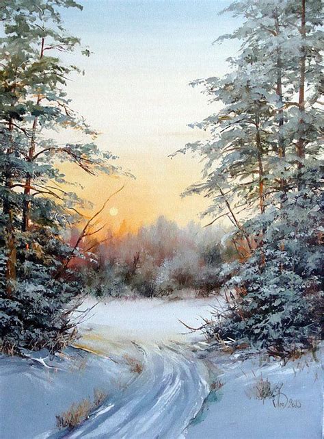 Леднев Александр Алексеевич Морозное утро 80 60 см масло холст 2013 год раб… Winter