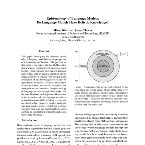 epistemology of language models do language models have holistic