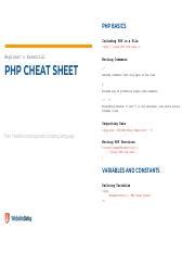 PHP Cheat Sheet Pdf PHP BASICS Beginner S Essential PHP CHEAT SHEET Php Place PHP Code Here