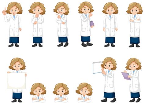 Set Of Girl In Lab Gown 1176865 Vector Art At Vecteezy
