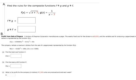 solved find the rules for the composite functions fog and g