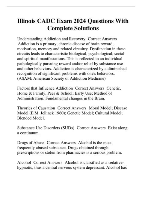 Illinois CADC Exam 2024 Questions With Complete Solutions CADC Stuvia US