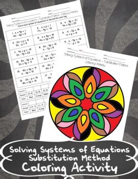 Solving Systems Of Equations Substitution Coloring Activity By Jstalling