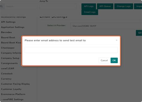 corestore getting started configuring email settings coreware