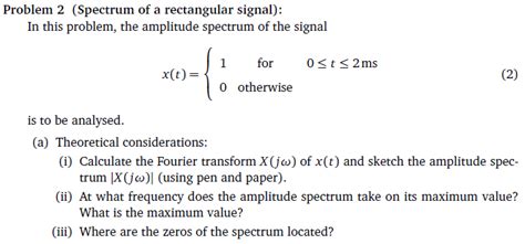 Fourier Analysis Spectrum Of A Rectangular Signal Mathematics