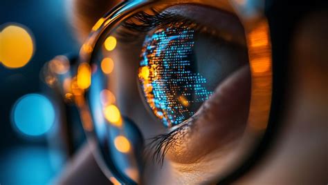 Futuristic Image of Glasses Reflecting Digital Data Visualization with Advanced Coding and ...