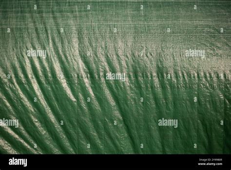 Green Awning Stretched Material Fabric Surface Light On The Awning