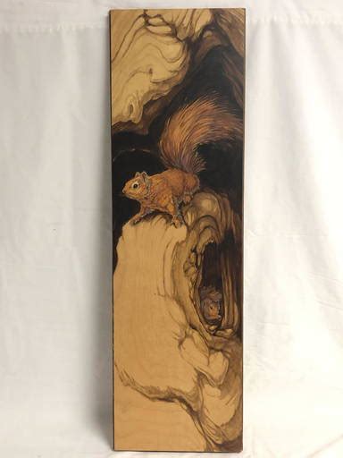 Oil On Wood Of Squirrels By Louise Forbes 115 X