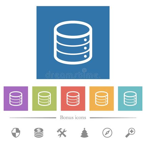 Single Database Flat White Icons In Square Backgrounds Stock Vector Illustration Of