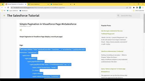 simple pagination in visualforce page insalesforce youtube