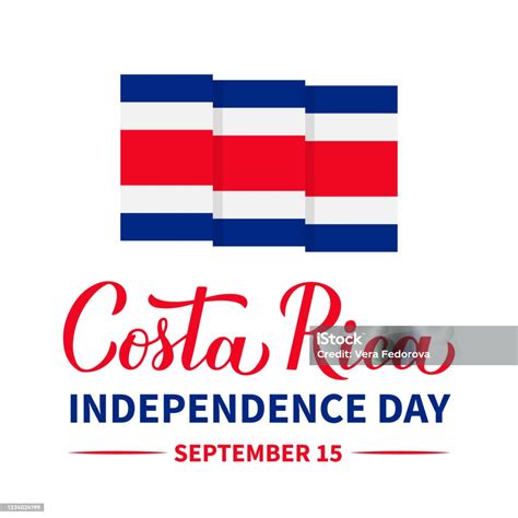 코스타리카 독립기념일 서예가 깃발이 적어 있습니다 9월 15일에 공휴일이 축하되었습니다 타이포그래피 포스터 인사말 카드 전단지
