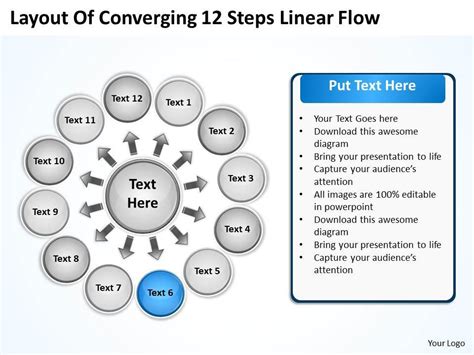 Layout Of Converging Steps Linear Flow Cycle Chart PowerPoint Templates PowerPoint