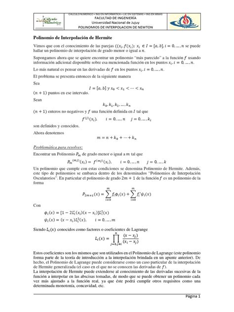 7 Interpolacion De Hermite Pdf Interpolación Análisis Matemático