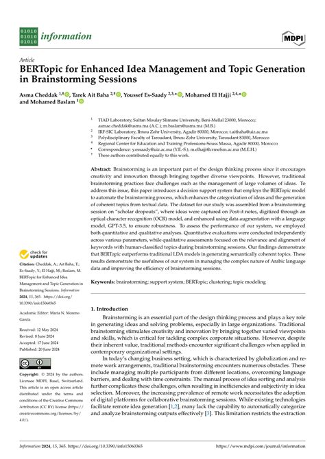 Pdf Bertopic For Enhanced Idea Management And Topic Generation In