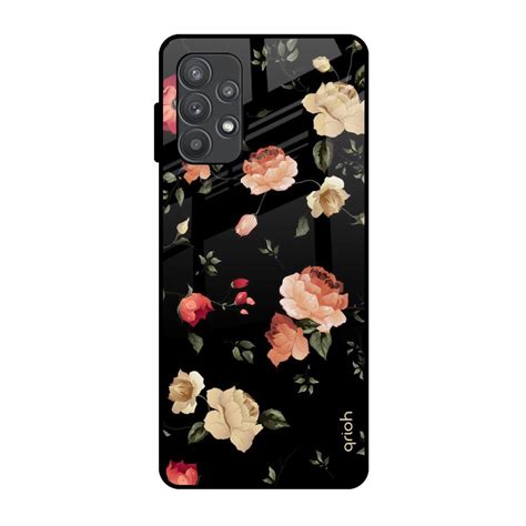 Black Spring Floral Samsung Galaxy A52s 5g Glass Back Cover Flat 35