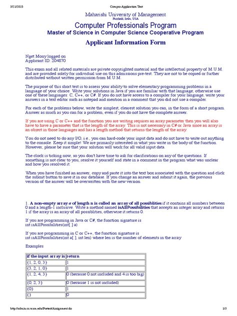 Compro Application Test Pdf Integer Computer Science C Programming Language