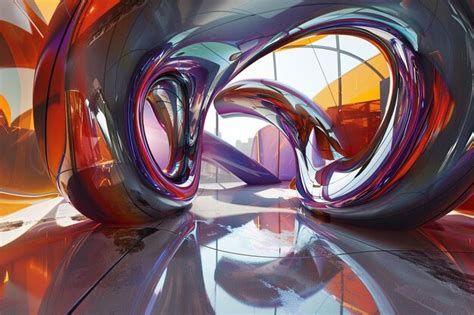 Premium Photo Abstract Art Installation With Dynamic Shapes And