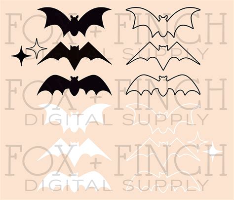 Bat Svg Halloween Clipart Bundle Halloween Bats Clip Art Set Bat Png